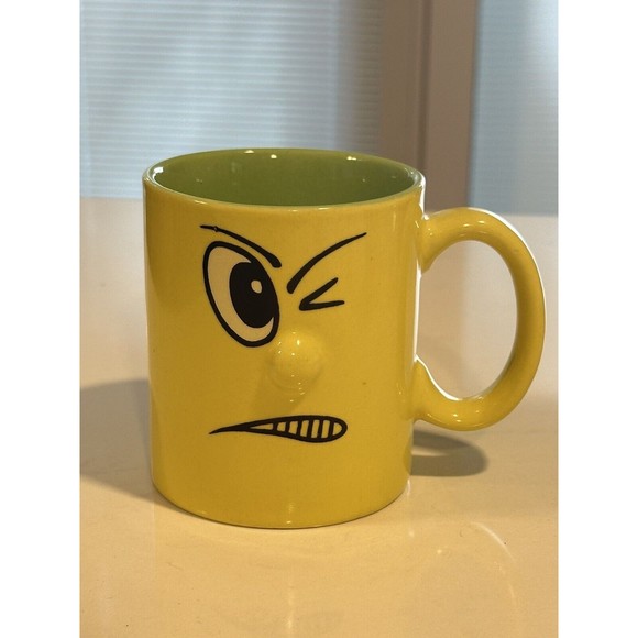 Dining | Encore 3d Face Expression 1oz Mug Quirky Yellow Coffee Tea Vtg ...